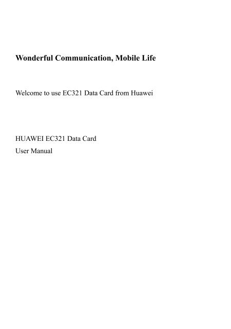 HUAWEI EC321 Data Card User Manual