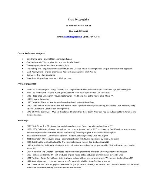 resume - Chad McLoughlin
