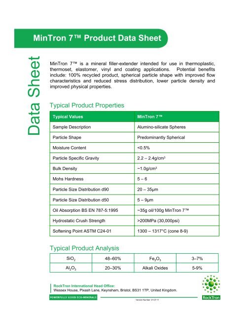 MinTron 7™ Product Data Sheet - RockTron