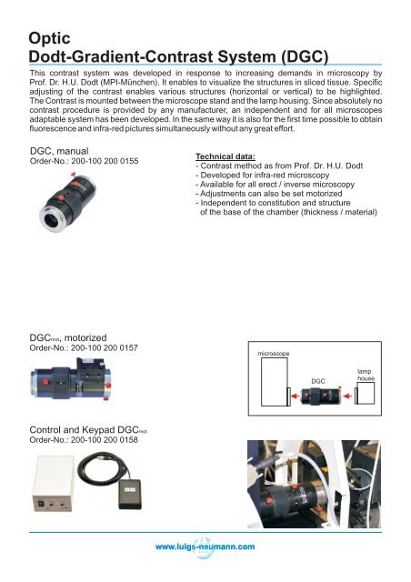 Optic Dodt-Gradient-Contrast System (DGC) - Luigs & Neumann