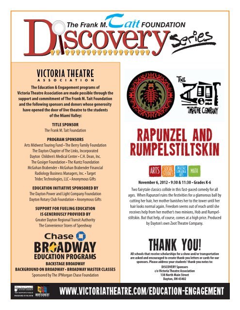 Rapunzel and Rumpelstiltskin Study Guide - Victoria Theatre