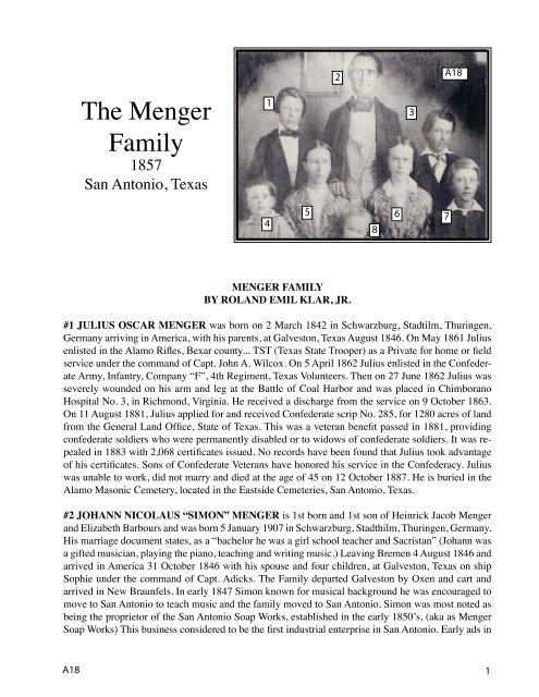 The Menger Family - RootsWeb