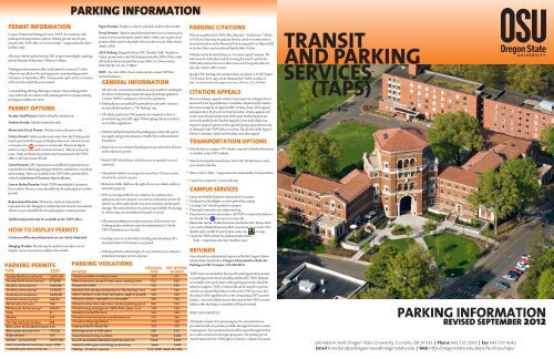 PARKING INFORMATION - Oregon State University