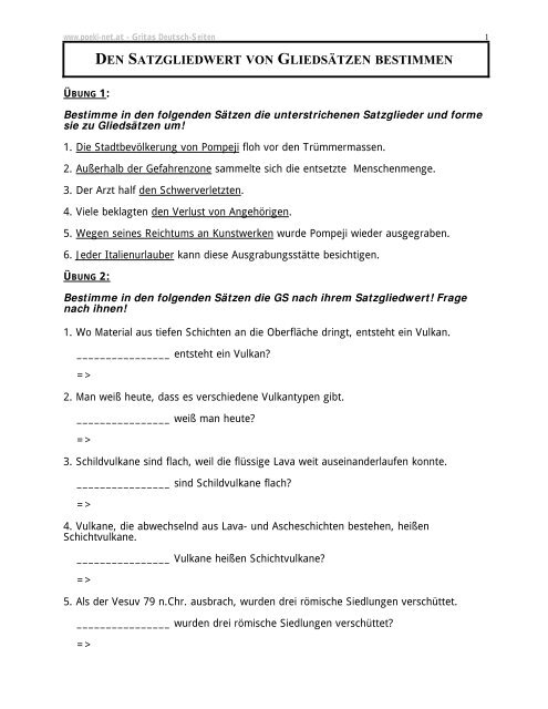 DEN SATZGLIEDWERT VON GLIEDSÄTZEN BESTIMMEN