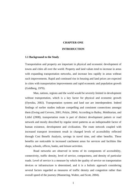 CHAPTER ONE INTRODUCTION 1 1 Background To The Study 