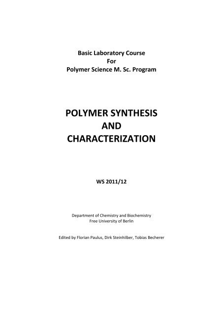 polymer synthesis and characterization - Polymer Science