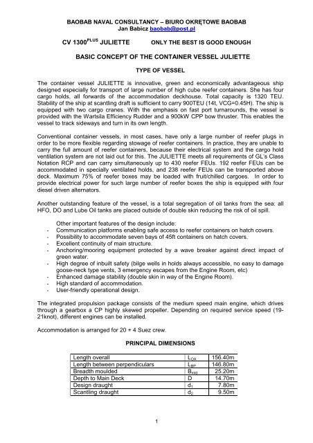 cv 1300 juliette basic concept of the container vessel juliette