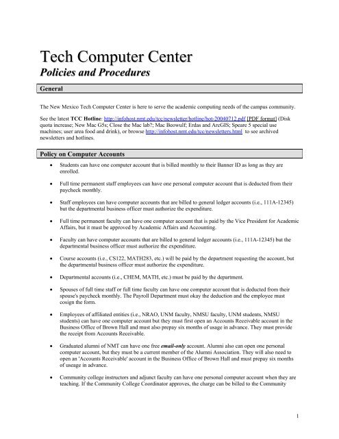 Tech Computer Center - New Mexico Tech