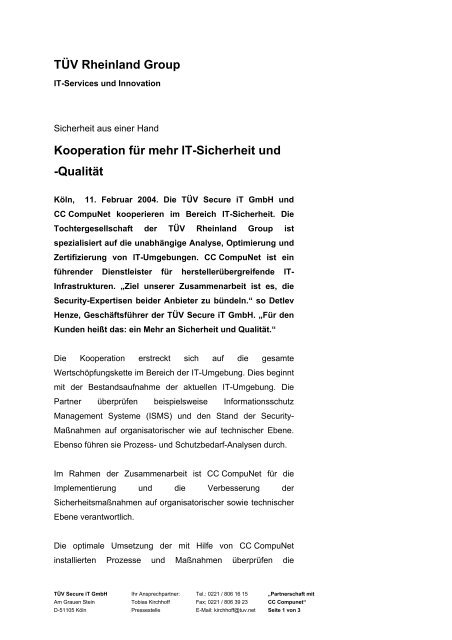 TÜV Rheinland Group - Computacenter Deutschland