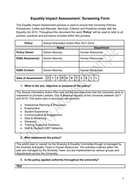 Equality Impact Assessment