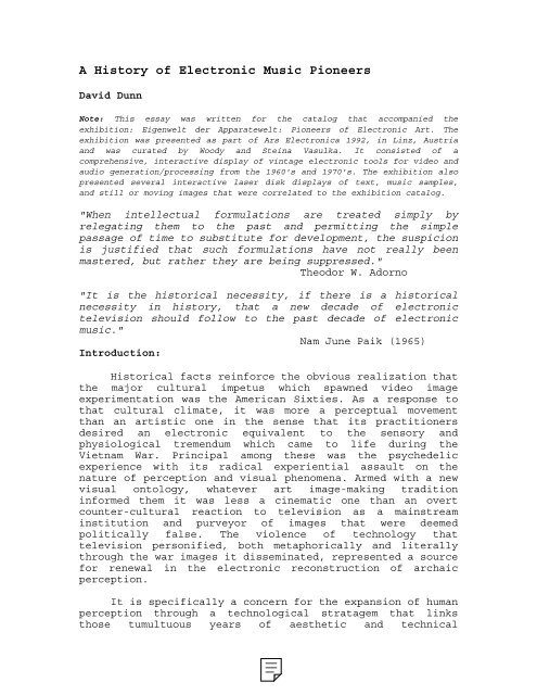 A History of Electronic Music Pioneers - Art & Science Laboratory