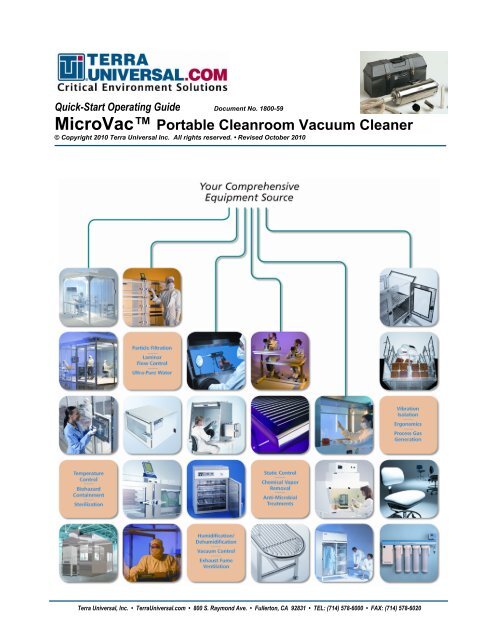 MicroVac™ Portable Cleanroom Vacuum Cleaner - Terra Universal ...