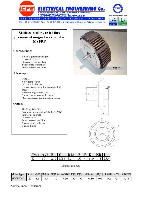 Slotless ironless axial flux permanent magnet servomotor ... - Icpe
