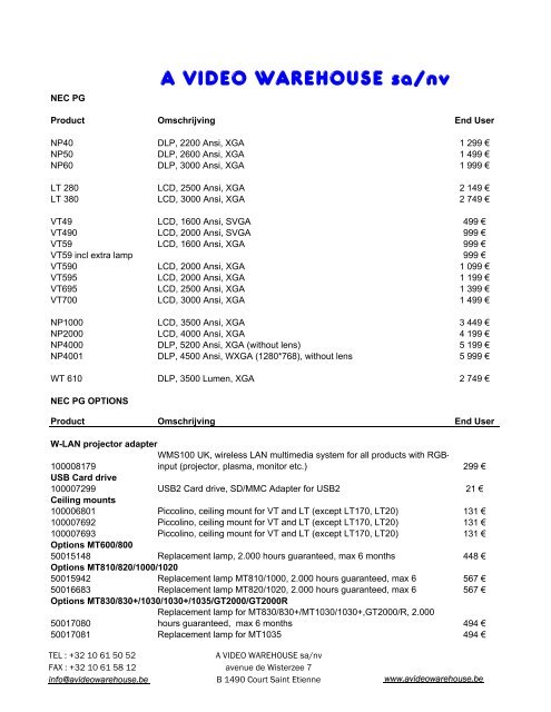 A VIDEO WAREHOUSE sa/nv