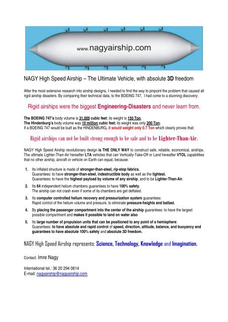 Available models - NAGY High Speed Airship