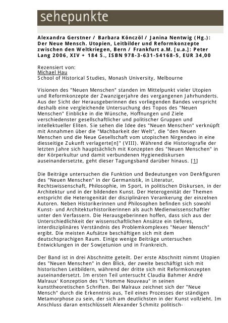 Alexandra Gerstner / Barbara Könczöl / Janina ... - Sehepunkte