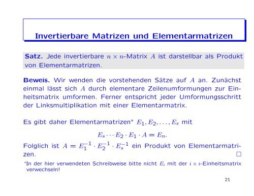 Zeilenstufenform invertie