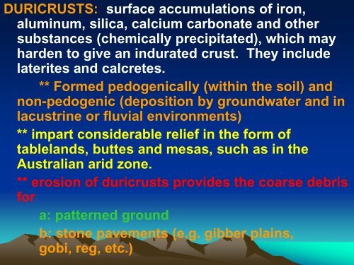 DURICRUSTS: surface accum