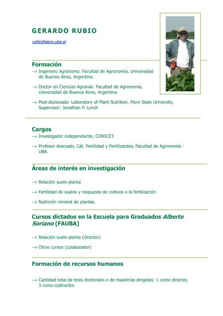 Dr. Gerardo Rubio - Facultad de Agronomía - Universidad de ...
