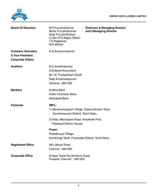 empee distilleries ltd. annual report - EMPEE Group of Companies