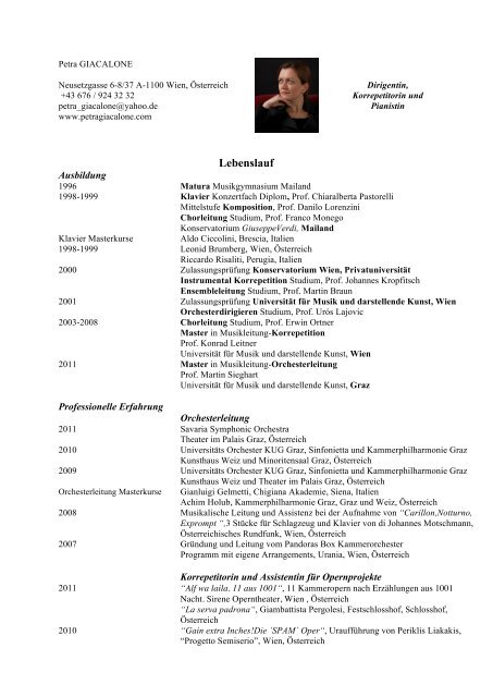 Download CV als Pdf Dokument - Petra Giacalone