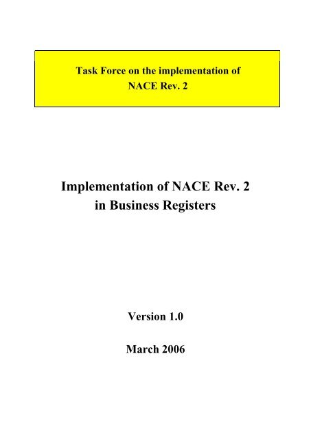 Implementation of NACE Rev. 2 in Business ... - CIRCA - Europa
