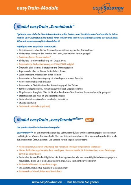Modul easyTrain - easySolution