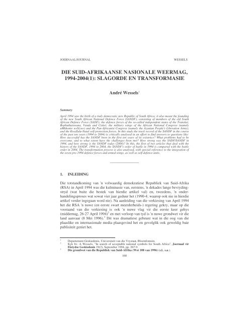 Die Suid-Afrikaanse Nasionale Weermag, 1994-2004