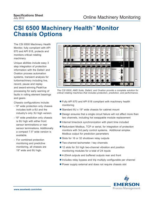 CSI 6500 Machinery Health™ Monitor Chassis Options - Emerson ...