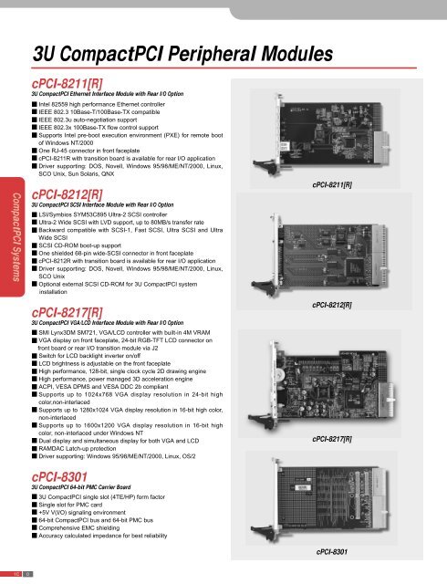 3U CompactPCI Peripheral Modules