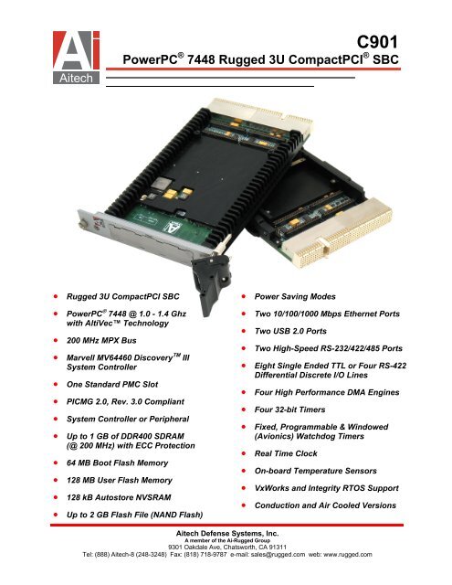 PowerPC® 7448 Rugged 3U CompactPCI® SBC - Diamond Point ...