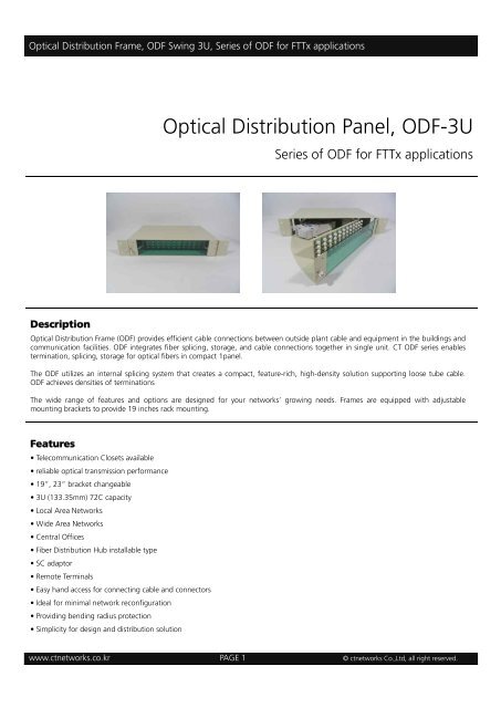 Optical Distribution Panel, ODF-3U - ctnetworks Co.,Ltd