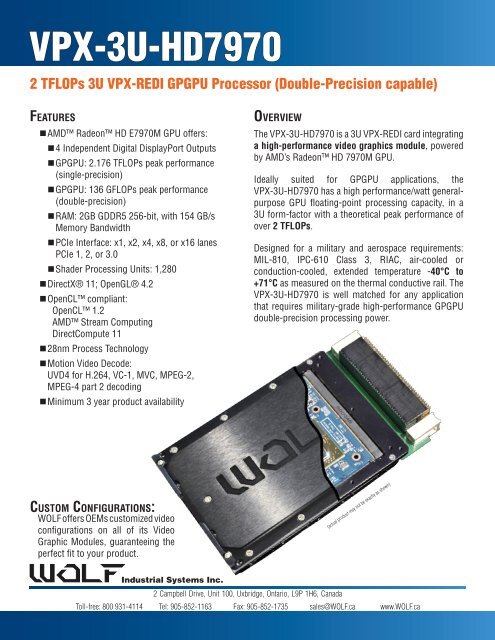 VPX-3U-HD7970 - Wolf Industrial Systems Inc.