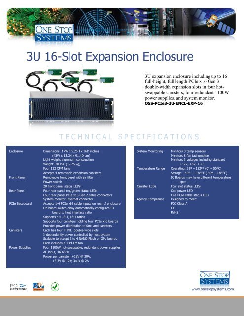 3U 16-Slot Expansion Enclosure - One Stop Systems, Inc.