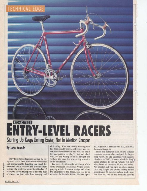 ENTRY-LEVEL RACERS - Sheldon Brown