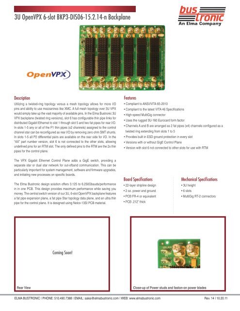 3U OpenVPX 6-slot BKP3-DIS06-15.2.14-n ... - Elma Electronic