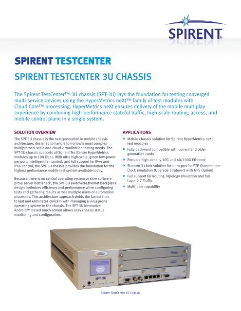 Spirent TestCenter 3U Chassis Datasheet - Spirent Communications