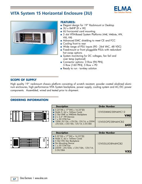 VITA System 15 Horizontal Enclosure (3U) - Elma Electronic