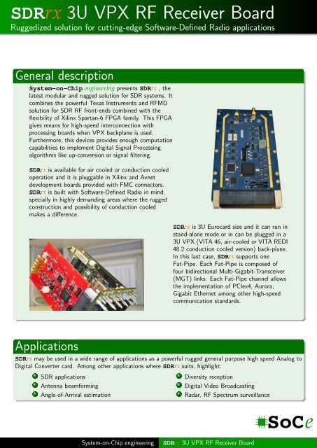 SDRrx 3U VPX RF Receiver Board - SoC-e