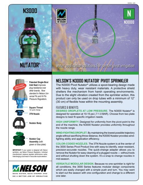 nelson's n3000 nutator® pivot sprinkler - Nelson Irrigation