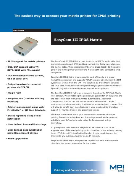 Easycom Iii Ipds Matrix Mpi Tech