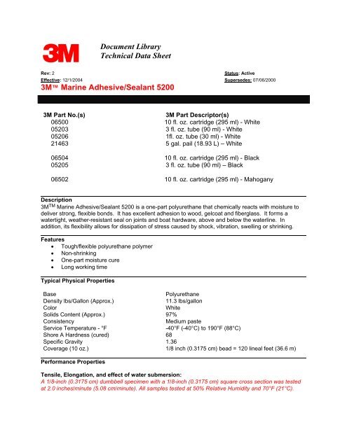 3 Document Library Technical Data Sheet 3M™ Marine Adhesive ...
