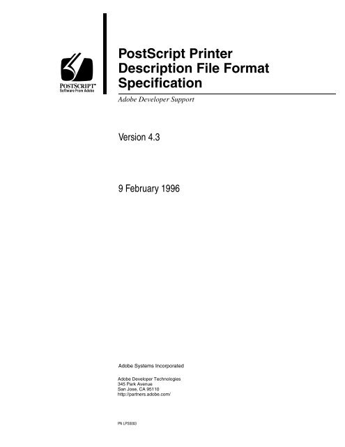 PostScript Printer Description File Format ... - Adobe Partners