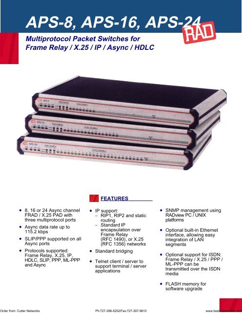 APS-8, APS-16, APS-24 - Cutter Networks
