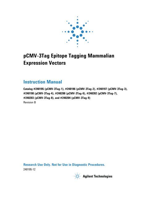 Manual: pCMV-3Tag Epitope Tagging Mammalian Expression Vectors