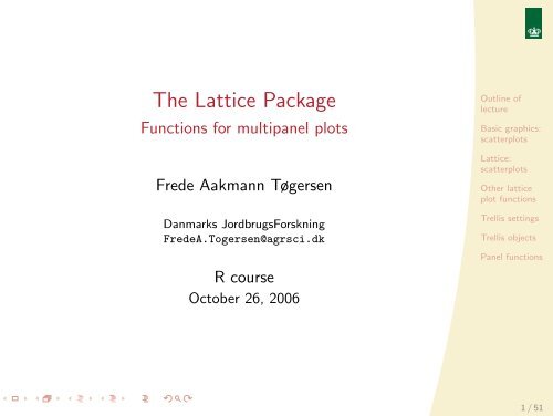 The Lattice Package - Functions for multipanel plots