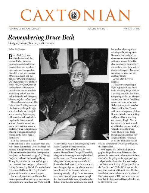 Remembering Bruce Beck - Caxton Club of Chicago