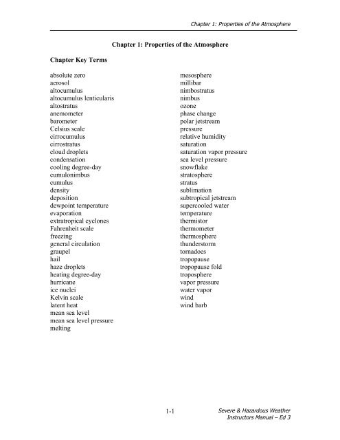 1-1 Chapter 1: Properties of the Atmosphere Chapter Key Terms ...