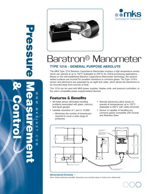 121A Baratron® Absolute Pressure/Vacuum Transmitter - MKS ...