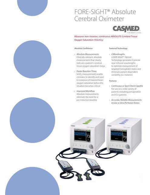FORE-SIGHT® Absolute Cerebral Oximeter - CAS Medical Systems ...